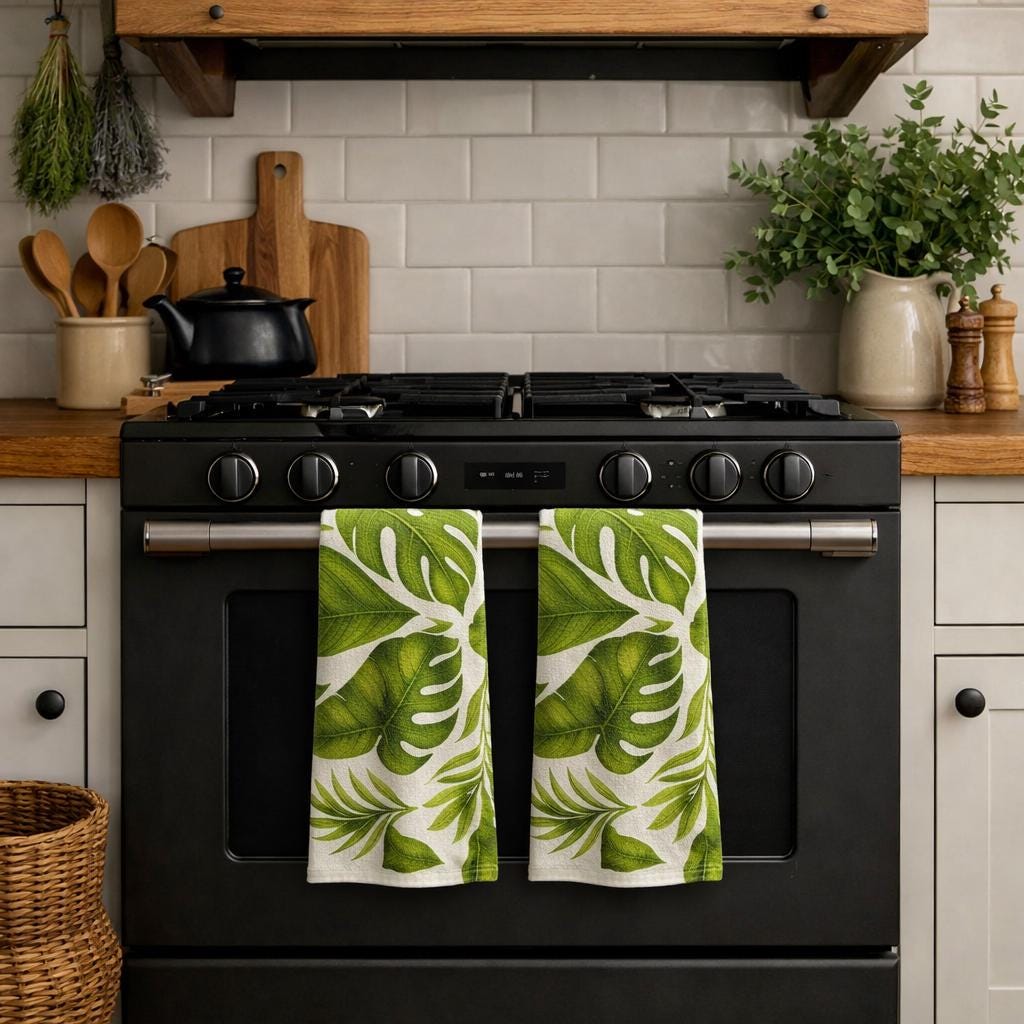 Tropical Leaf Microfiber Tea Towel: Eco-friendly Kitchen Decor - Etsy