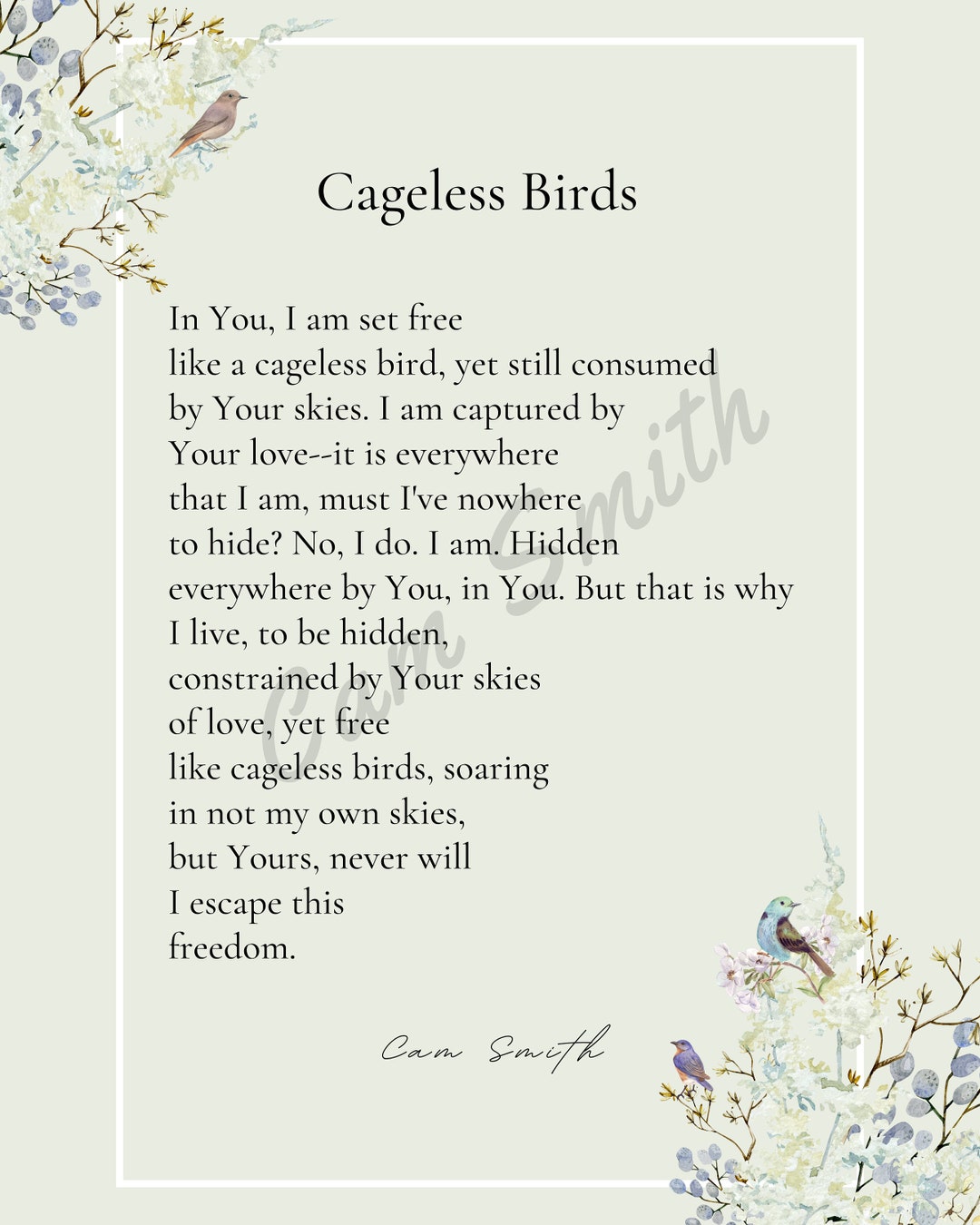 Christian Poem on Freedom and Love in Christ | “cageless Birds” Poem - Etsy