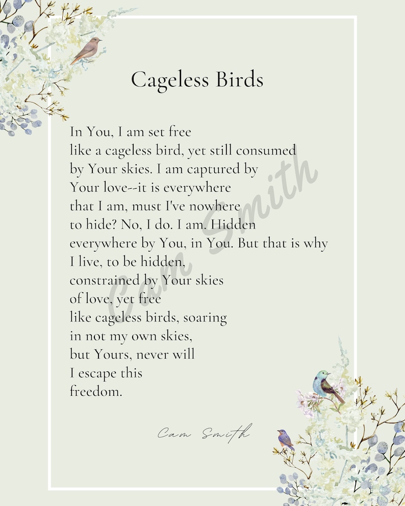 Christian Poem on Freedom and Love in Christ | “cageless Birds” Poem - Etsy
