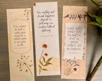 Catholic Saints Bookmarks Set of 7 - Etsy