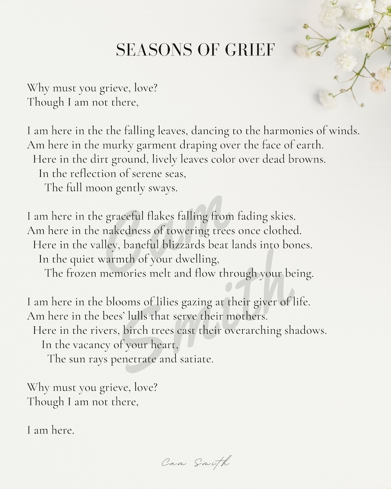 Grief Poem | “seasons of Grief” Poem - Etsy