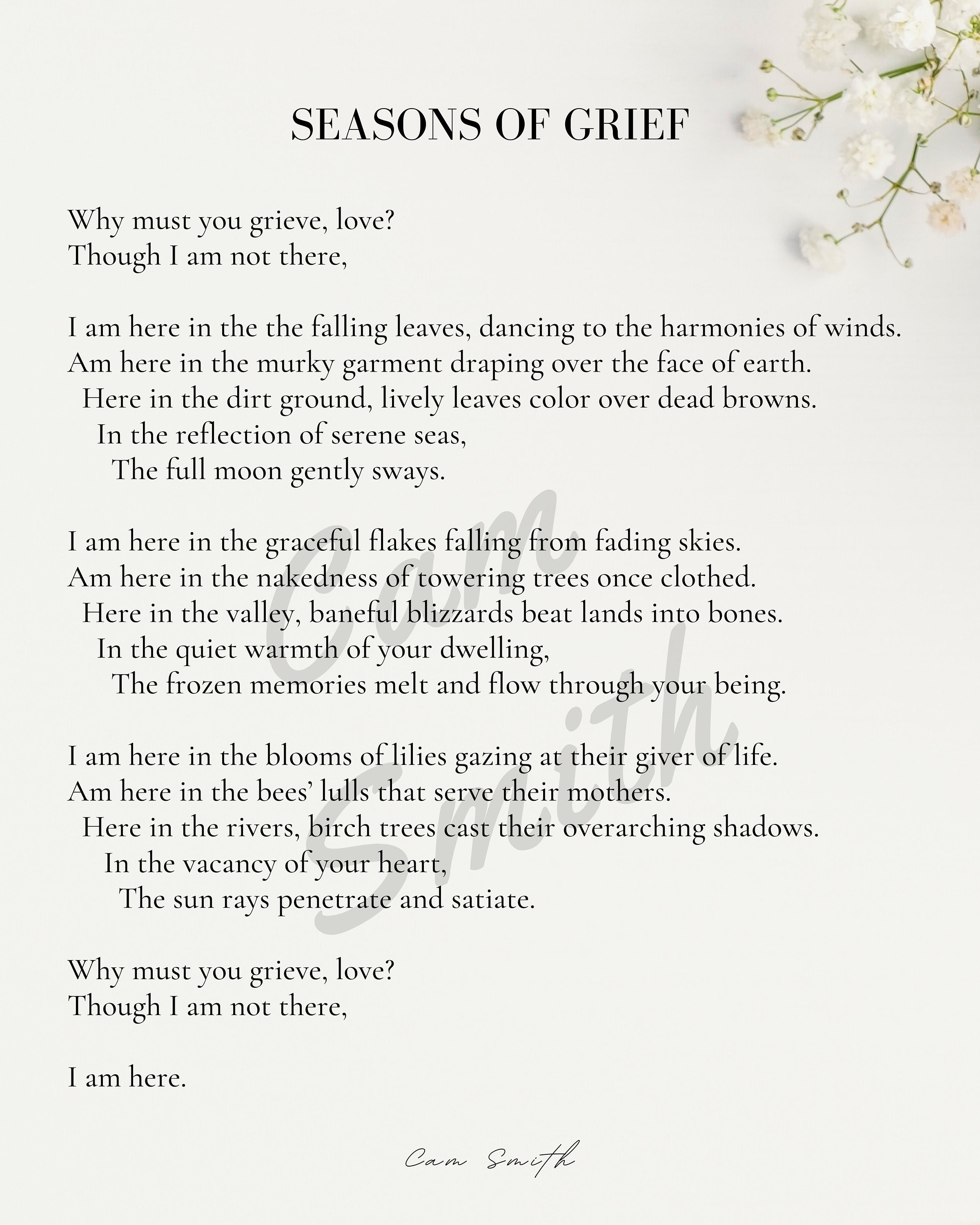 Grief Poem | “seasons of Grief” Poem - Etsy