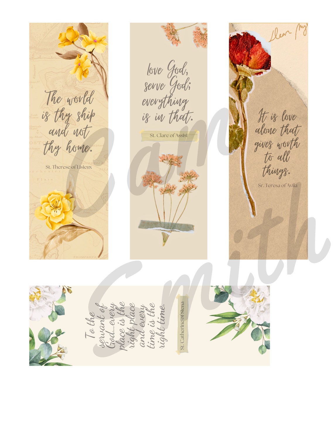 Catholic Saints Bookmarks Set of 7 - Etsy