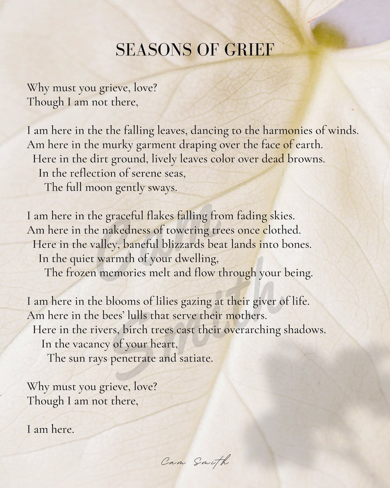 Grief Poem | “seasons of Grief” Poem - Etsy