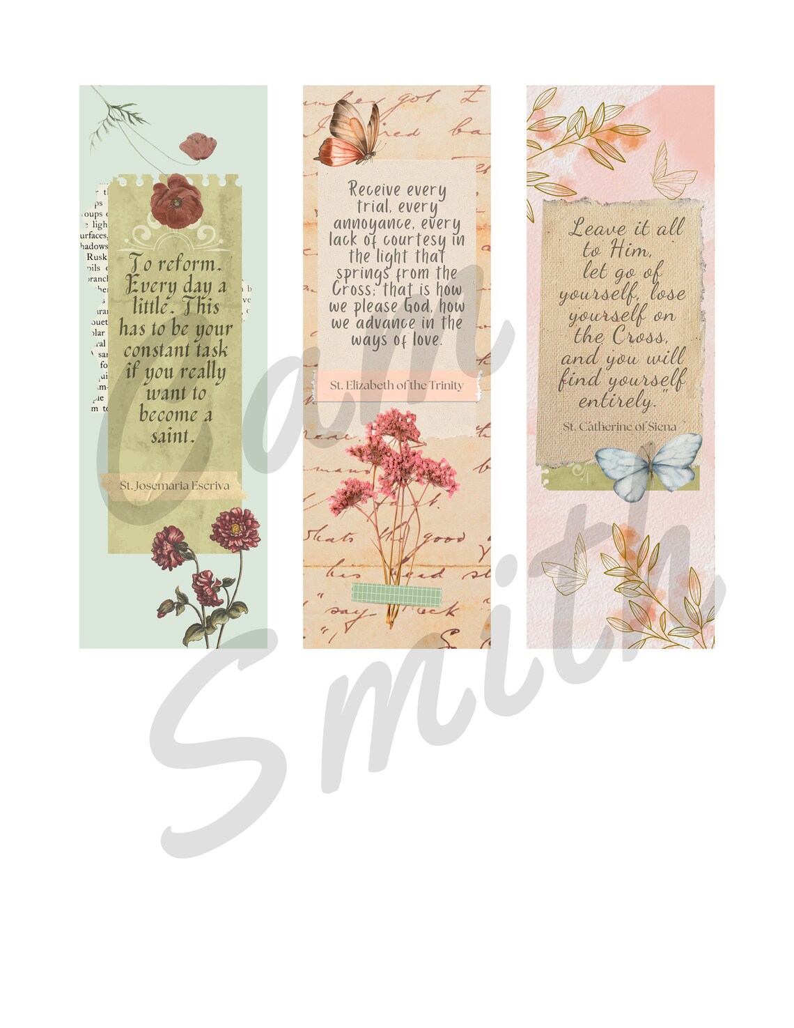 Catholic Saints Bookmarks Set of 7 - Etsy