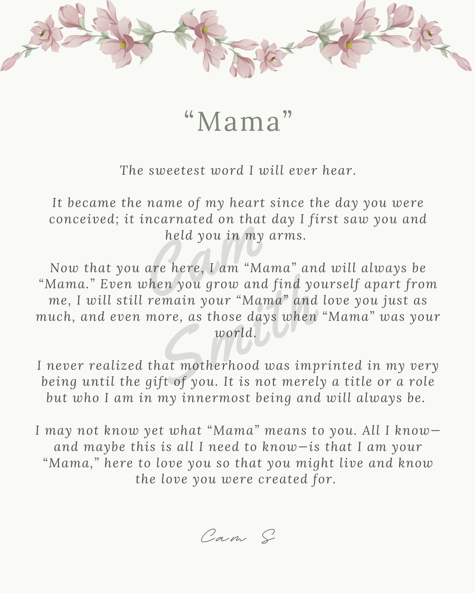 Poem About Motherhood | Mama Poem - Etsy