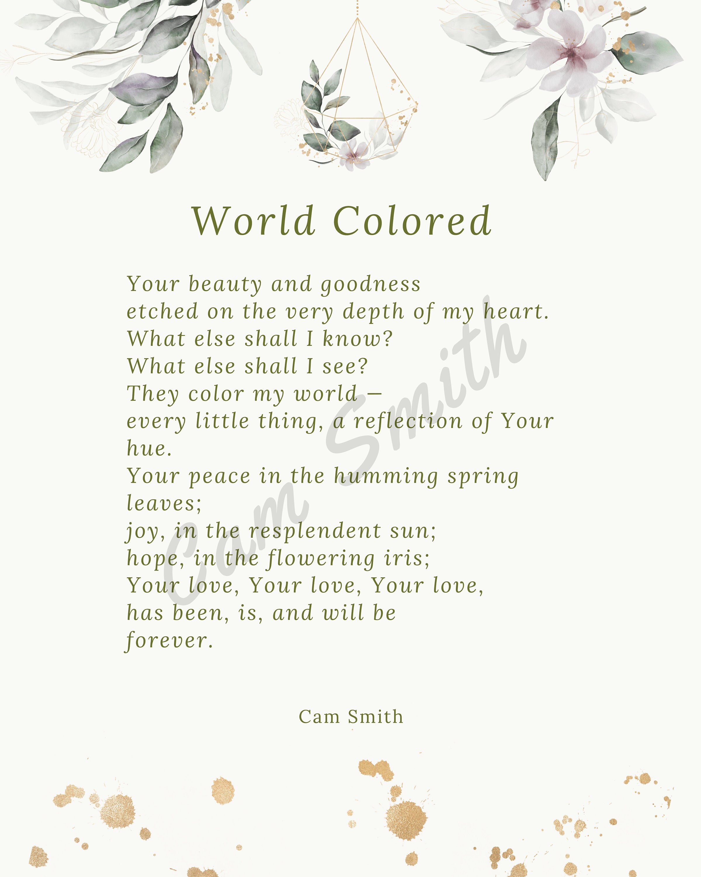 Christian Poem on God’s Presence and Love | “world Colored” Poem - Etsy