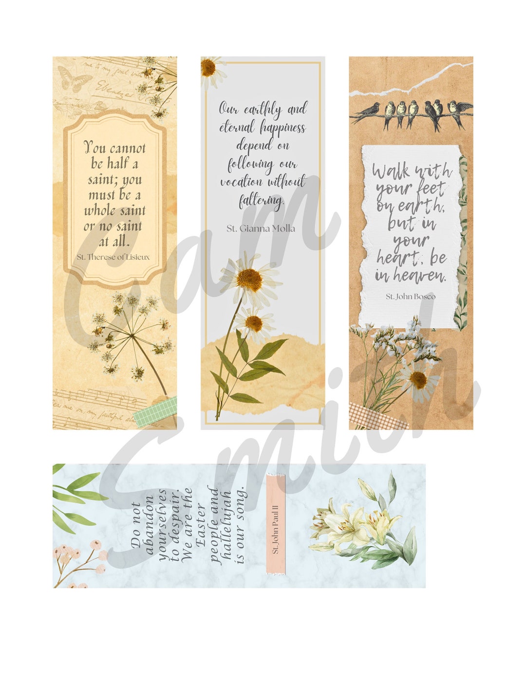Catholic Saints Bookmarks Set of 7 - Etsy
