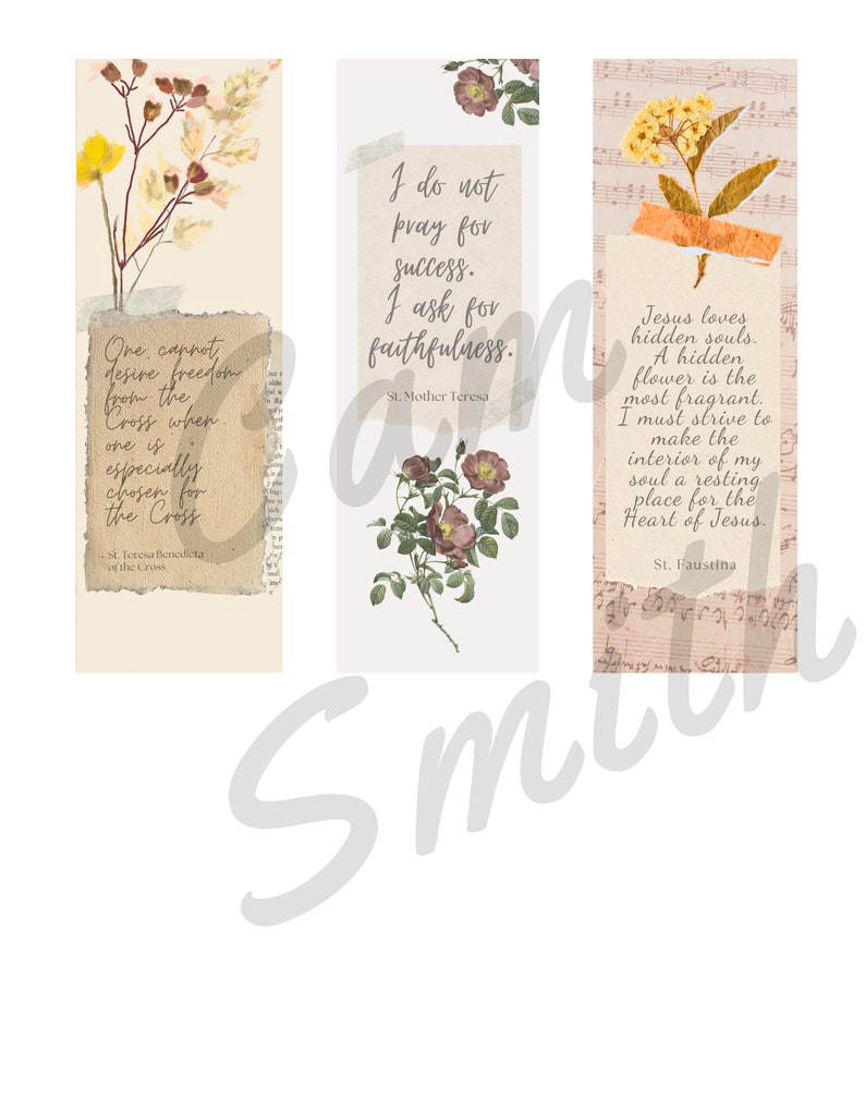 Catholic Saints Bookmarks Set of 7 - Etsy
