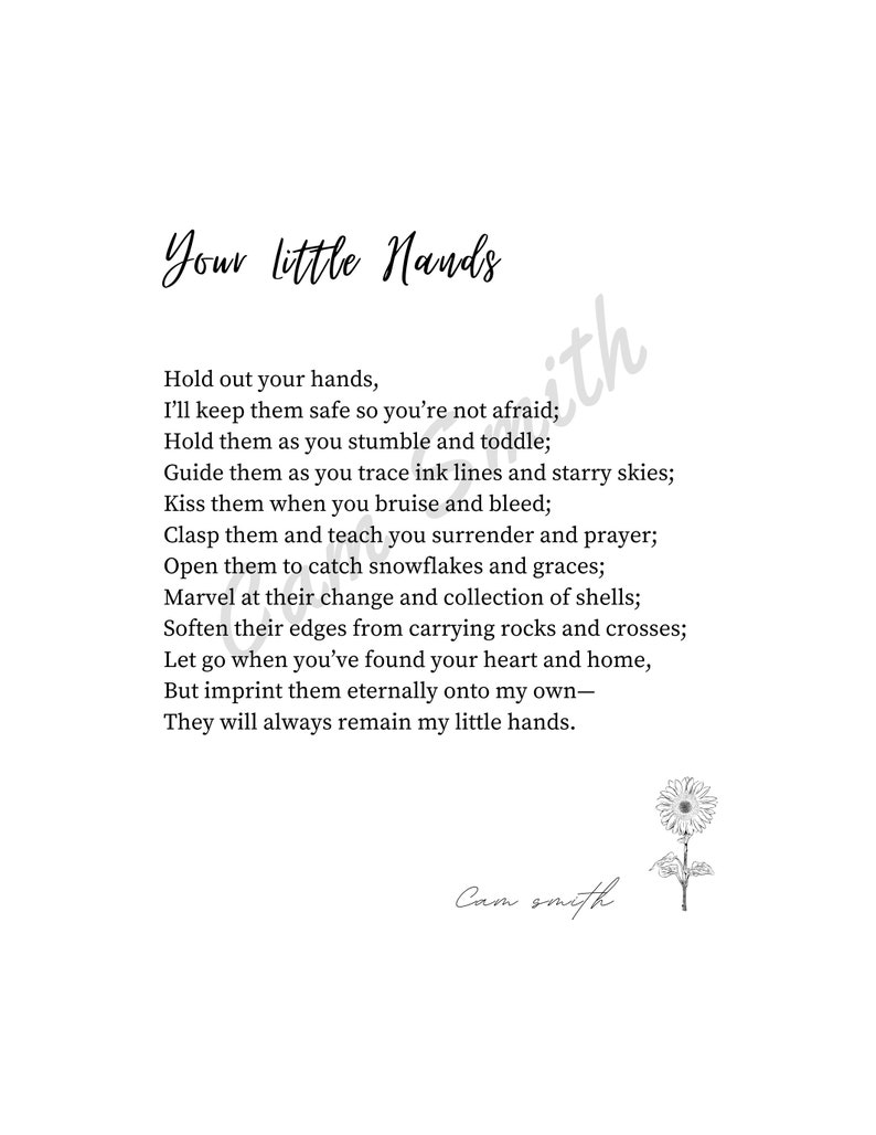 Poem About Babies | for Mothers/moms | Your Little Hands - Etsy