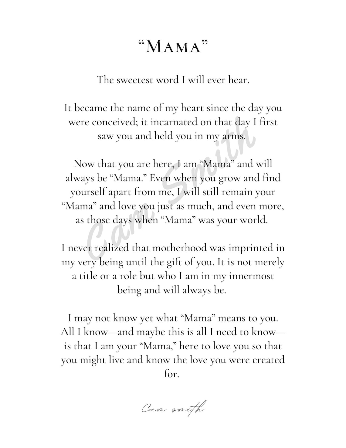 Poem About Motherhood | Mama Poem - Etsy