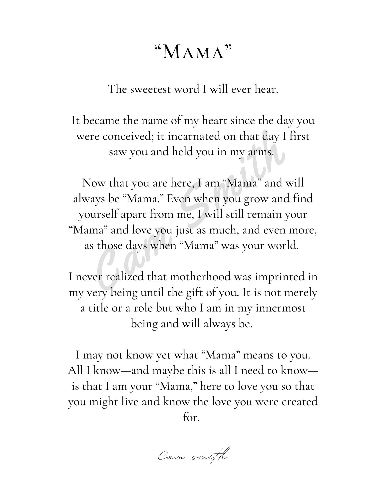 Poem About Motherhood | Mama Poem - Etsy