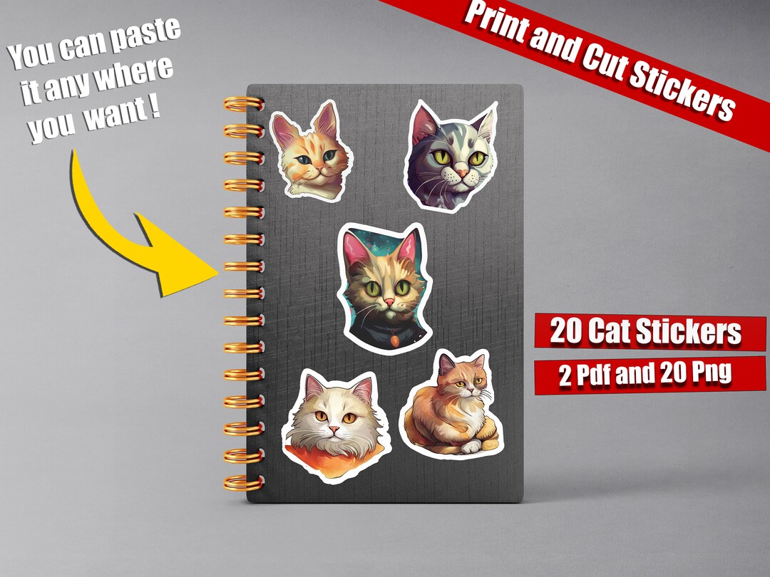 Cats Stickers Printable Sticker for A4 Hand Holding - Etsy