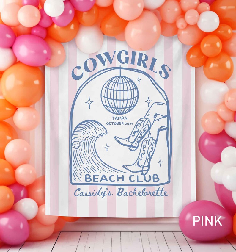 Coastal Cowgirl Bachelorette Party Banner, Personalized Girls Weekend ...