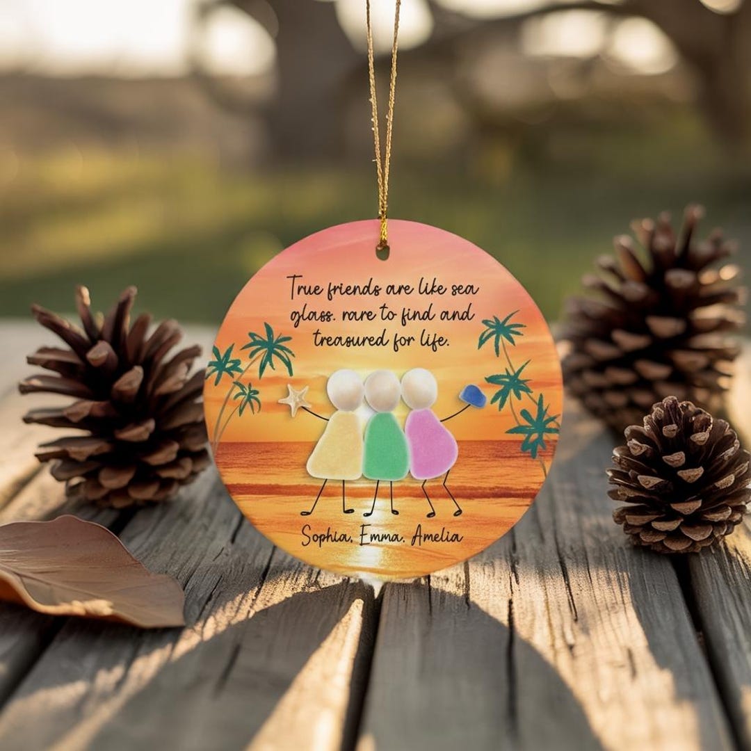 Personalized Best Friend Ornament, Friendship Sea Glass Ornament ...