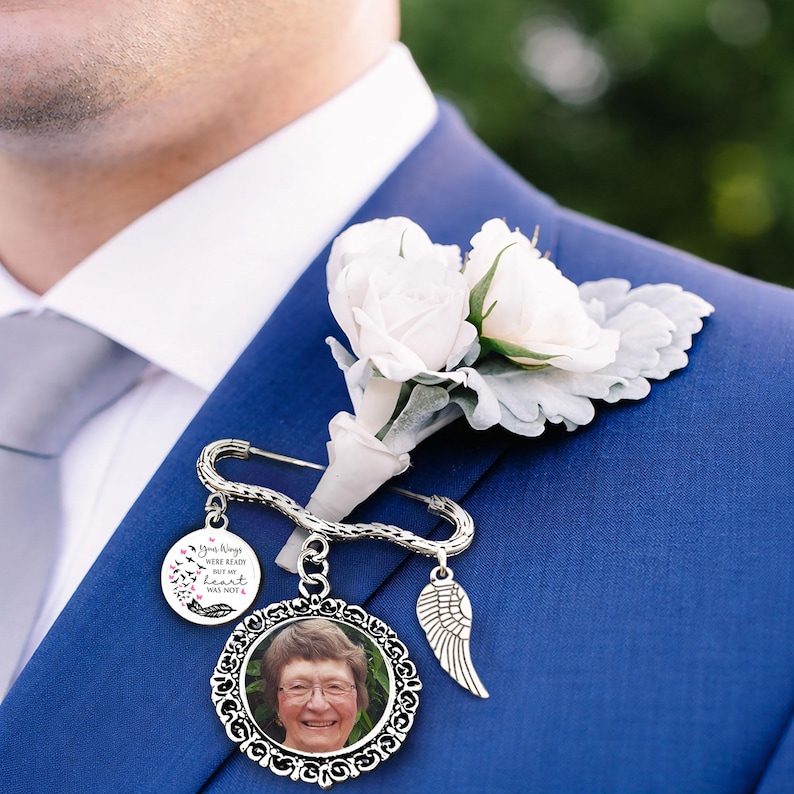 Groom Wedding Lapel Pin, Custom Photo Lapel Pin, Boutonniere Photo ...
