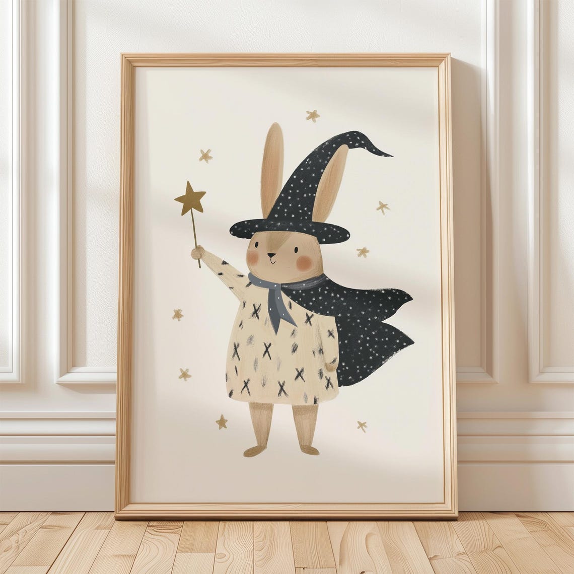 Wizard Bunny Wall Art for Kids Room, Magical Rabbit Nursery Print, Cute ...