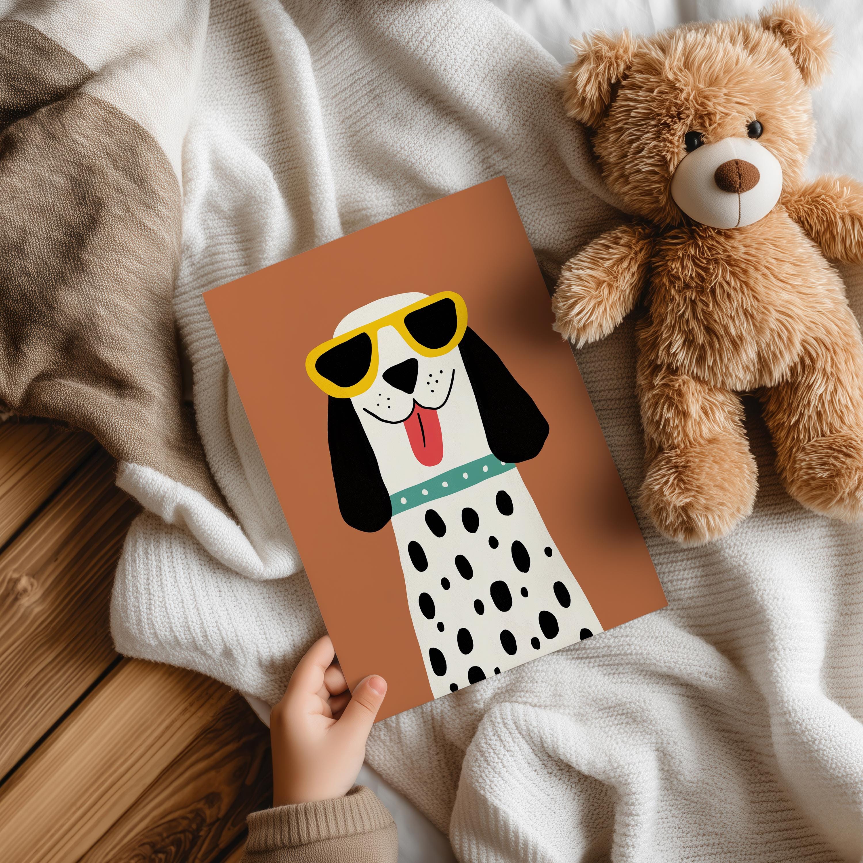 Cool Dalmatian Wall Art – Funny Dog Poster With Sunglasses for Kids ...