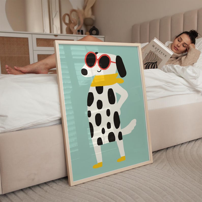 Cool Dalmatian Dog Wall Art, Stylish Animal Print for Kids Room, Modern ...