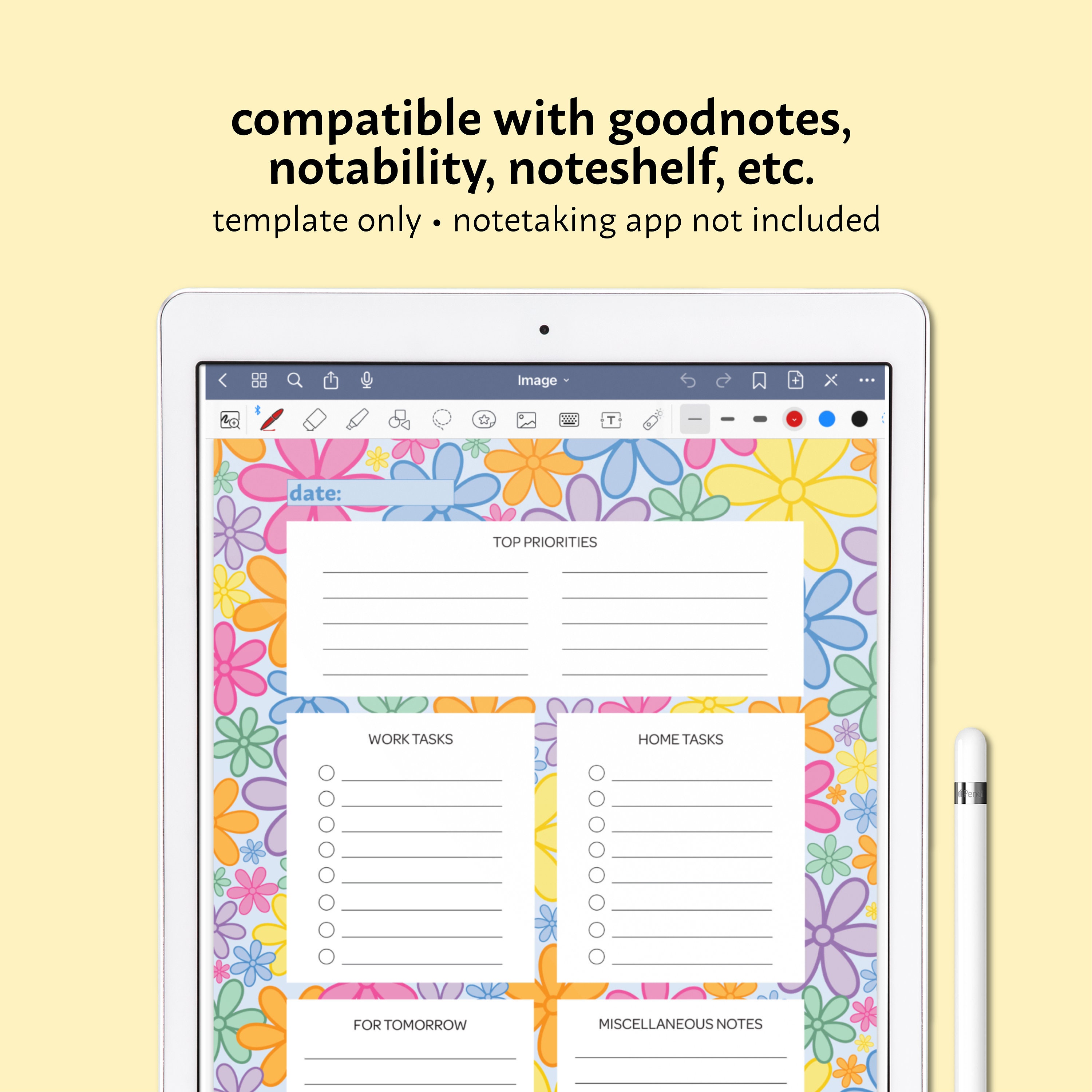 Rainbow Floral Digital to Do List, Goodnotes Template, Undated to Do ...