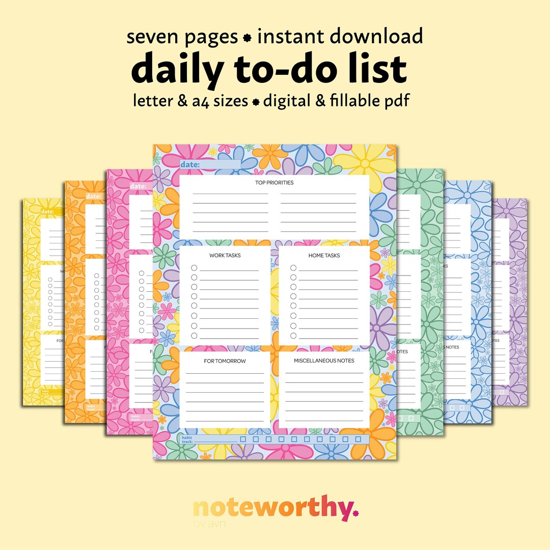 Full Color Bundle Floral Digital to Do List, Goodnotes Template ...
