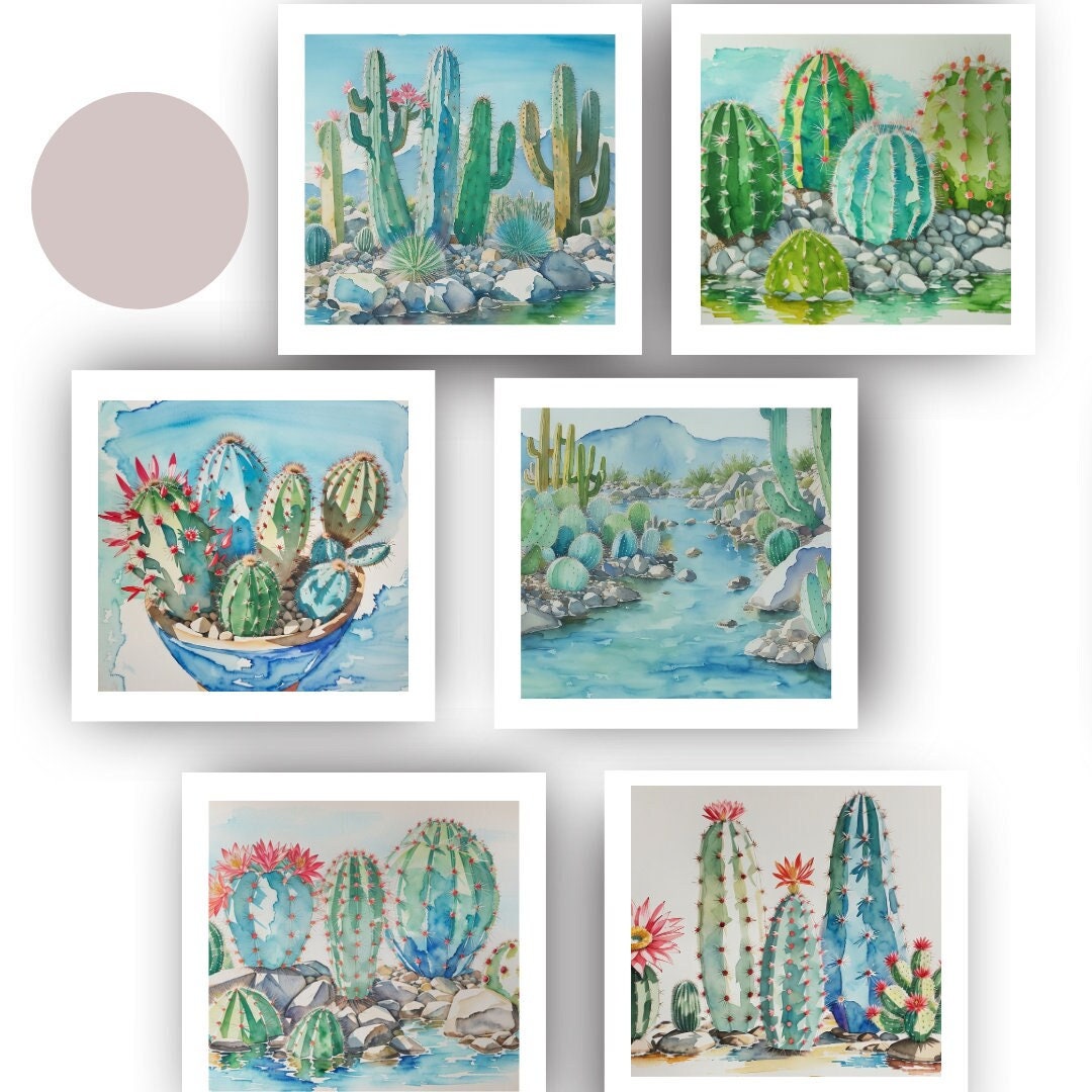 Cactus Trio Wall Art Desert Trio Art botanical Cactus Printable Art Boho Cactus Trio Room Decor ...
