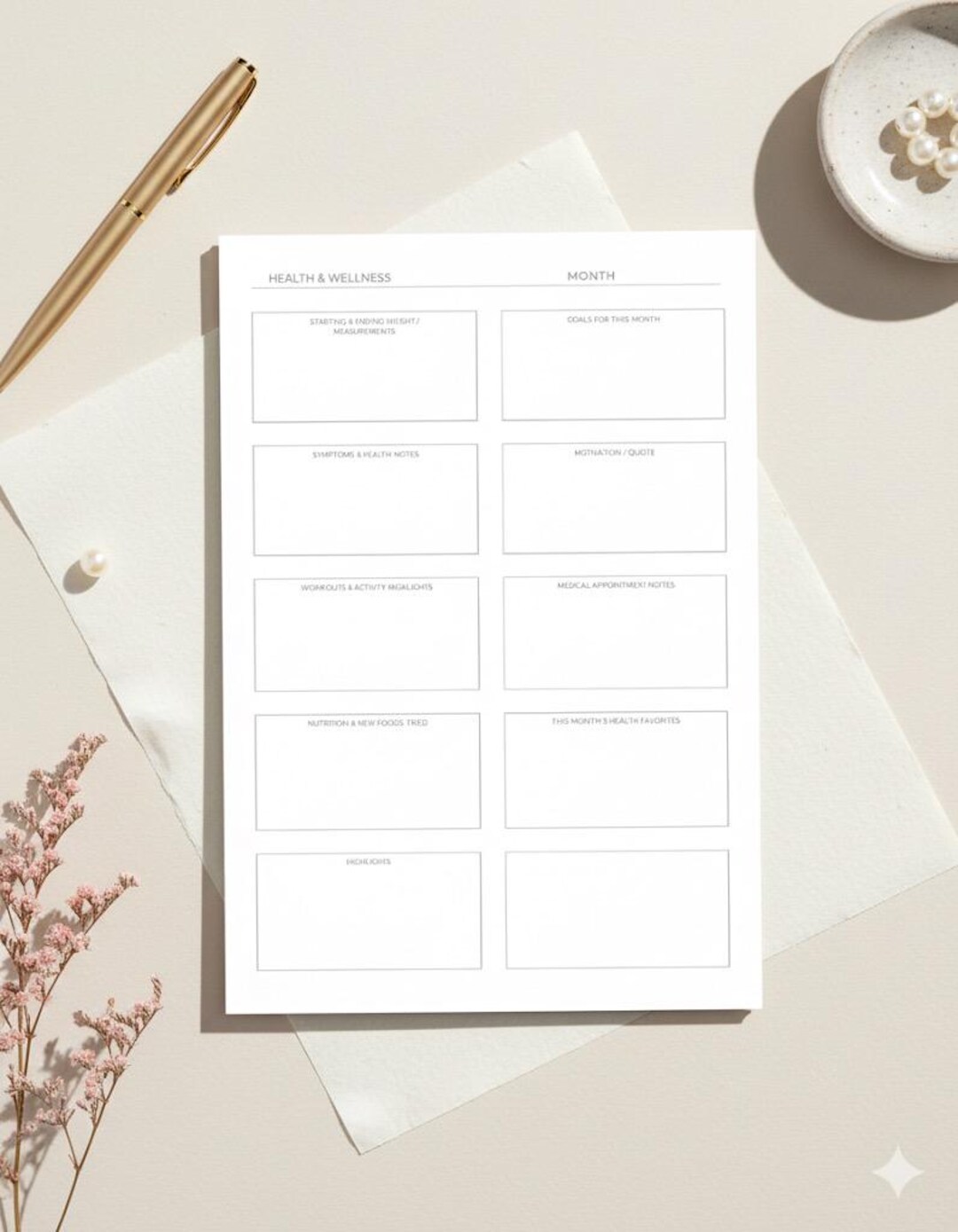 Health and Wellness Planner Insert | (digital Download) - Etsy