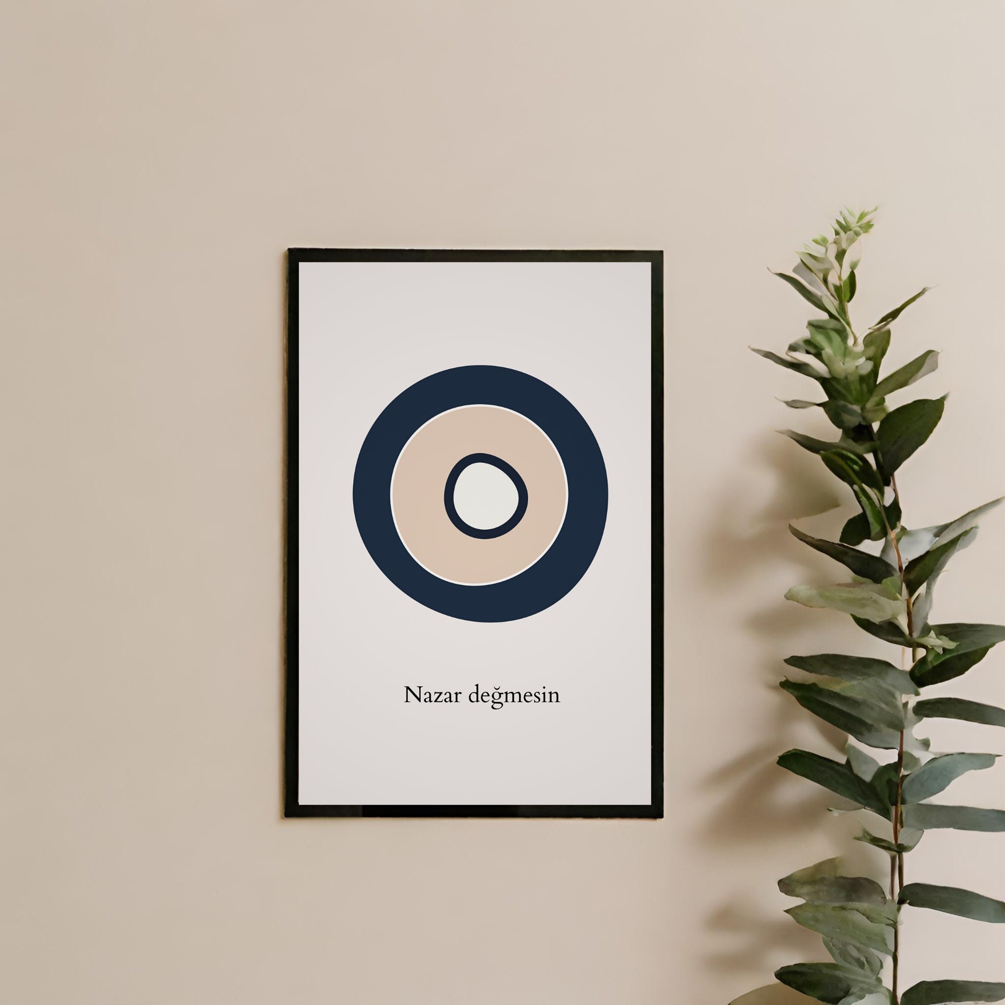 Personalized Nazar Poster Protective Art in Beige, Brown and Blue ...