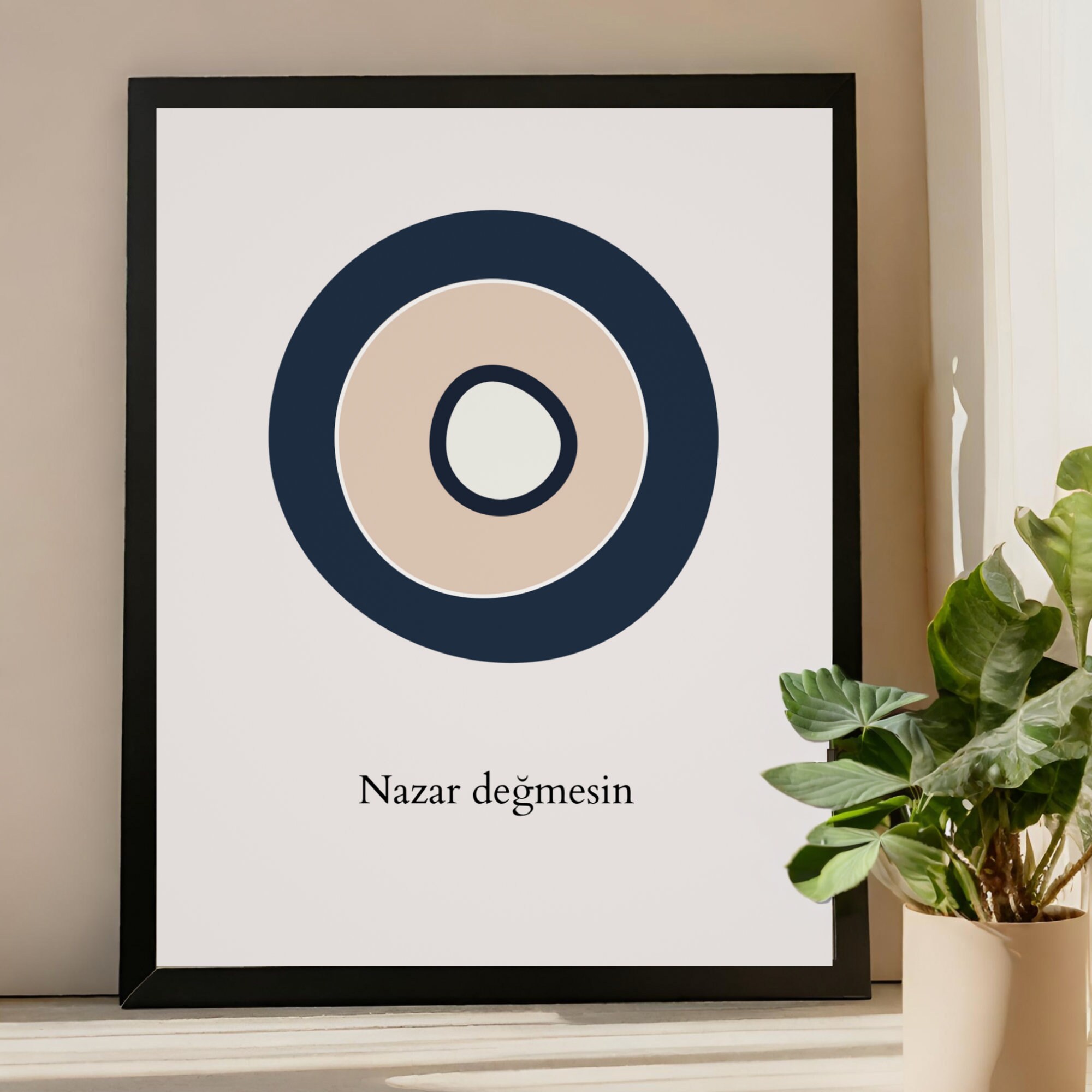 Personalized Nazar Poster Protective Art in Beige, Brown and Blue ...