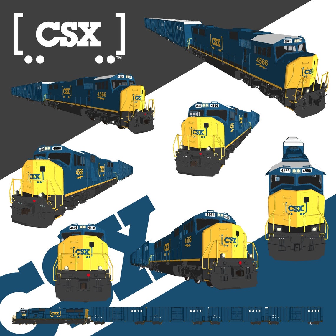 Modern EMD SD70AC Train SVG Collection With CSX Train Mask Graphic ...