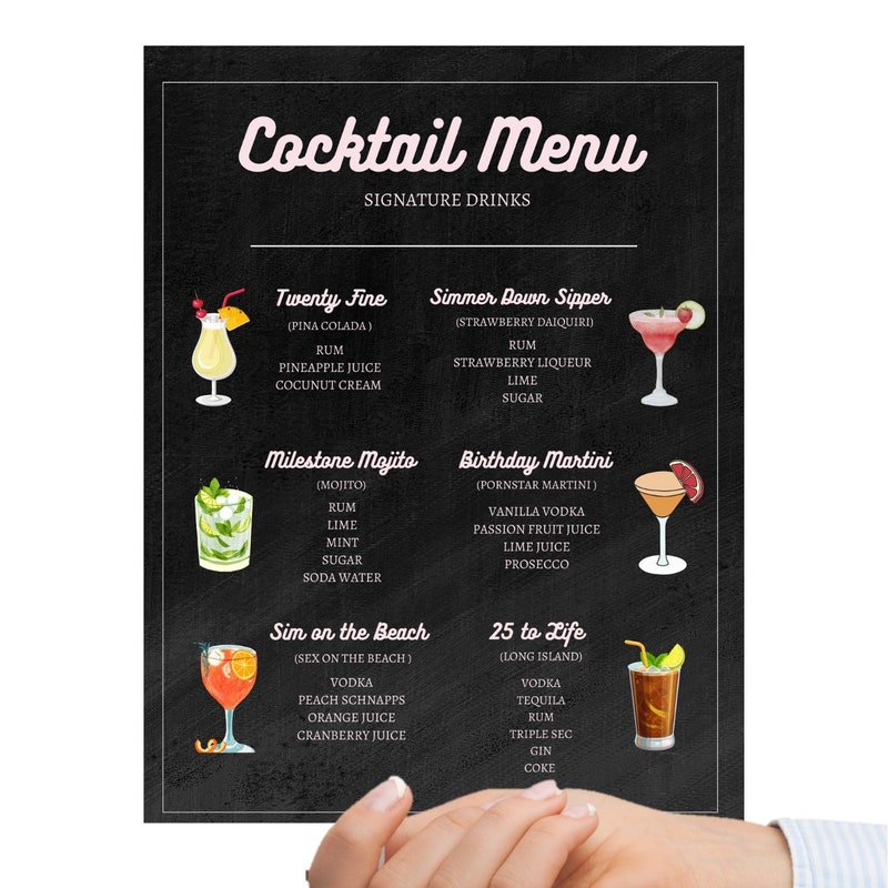 Cocktail Menu - Etsy
