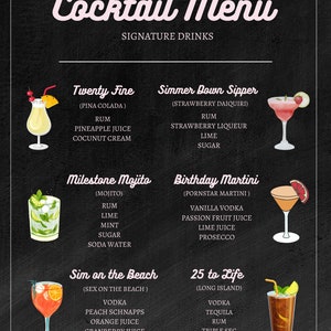 Personalised Cocktail Menu (A5), Modern Editable Drink Menu, Signature ...