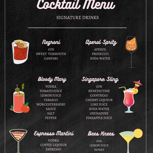 Personalised Cocktail Menu (A4), Modern Editable Drink Menu, Signature ...