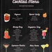 Personalised Cocktail Menu (A4), Modern Editable Drink Menu, Signature ...