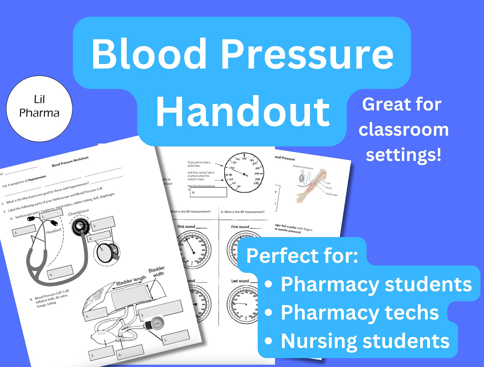 Classroom Blood Pressure Monitoring Worksheet - Etsy