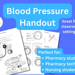 Classroom Blood Pressure Monitoring Worksheet - Etsy