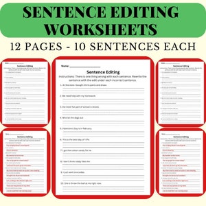 Grammar Editing and Revising Set 12 Worksheets - Etsy