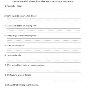 Grammar Editing and Revising Set 12 Worksheets - Etsy