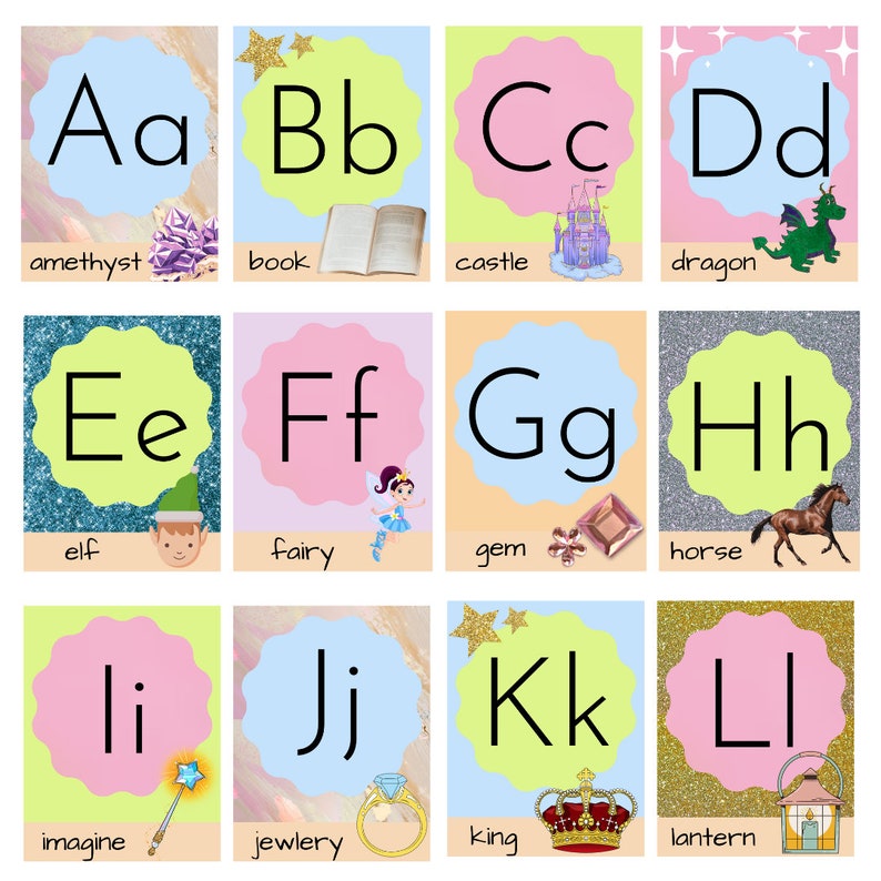 Fairy Tale Pastel Alphabet Posters Classroom or Playroom Decor - Etsy