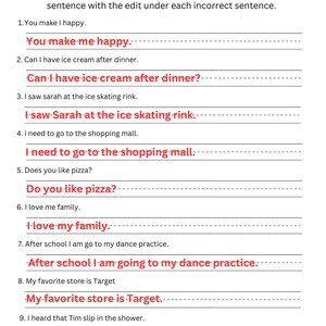 Grammar Editing and Revising Set 12 Worksheets - Etsy