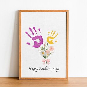 Custom Fathers Day Art Print Handprint Keepsake Floral Bouquet ...