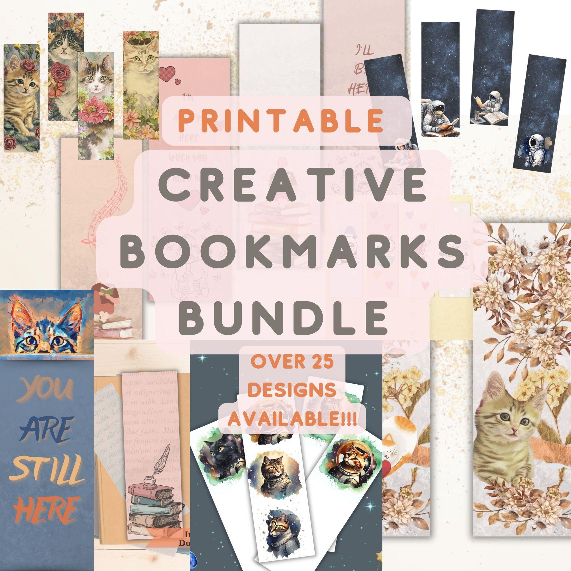 Printable Bookmark Bundle, Gift for Reader, Astronaut Cat Illustration ...