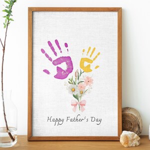 Custom Fathers Day Art Print Handprint Keepsake Floral Bouquet ...
