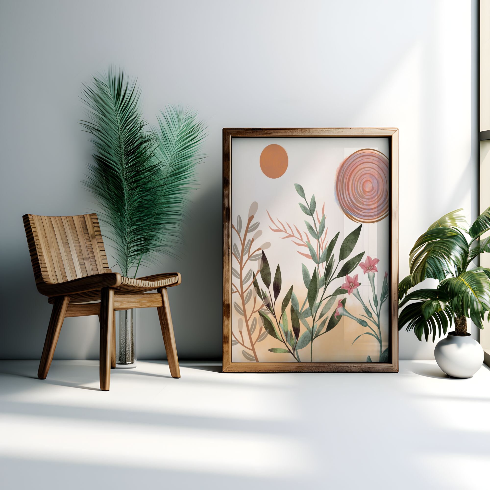 Boho Floral Poster Set, Printable Wild Flower Prints, Watercolor ...