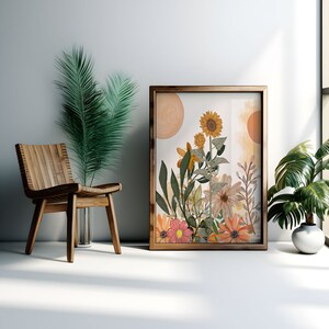 Boho Floral Poster Set, Printable Wild Flower Prints, Watercolor ...