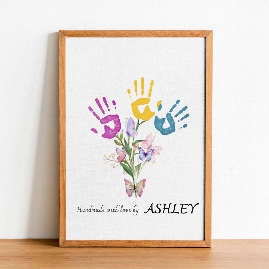 Kid Toddler Handprints Keepsake Butterfly Flower Bouquet Birthday Baby ...