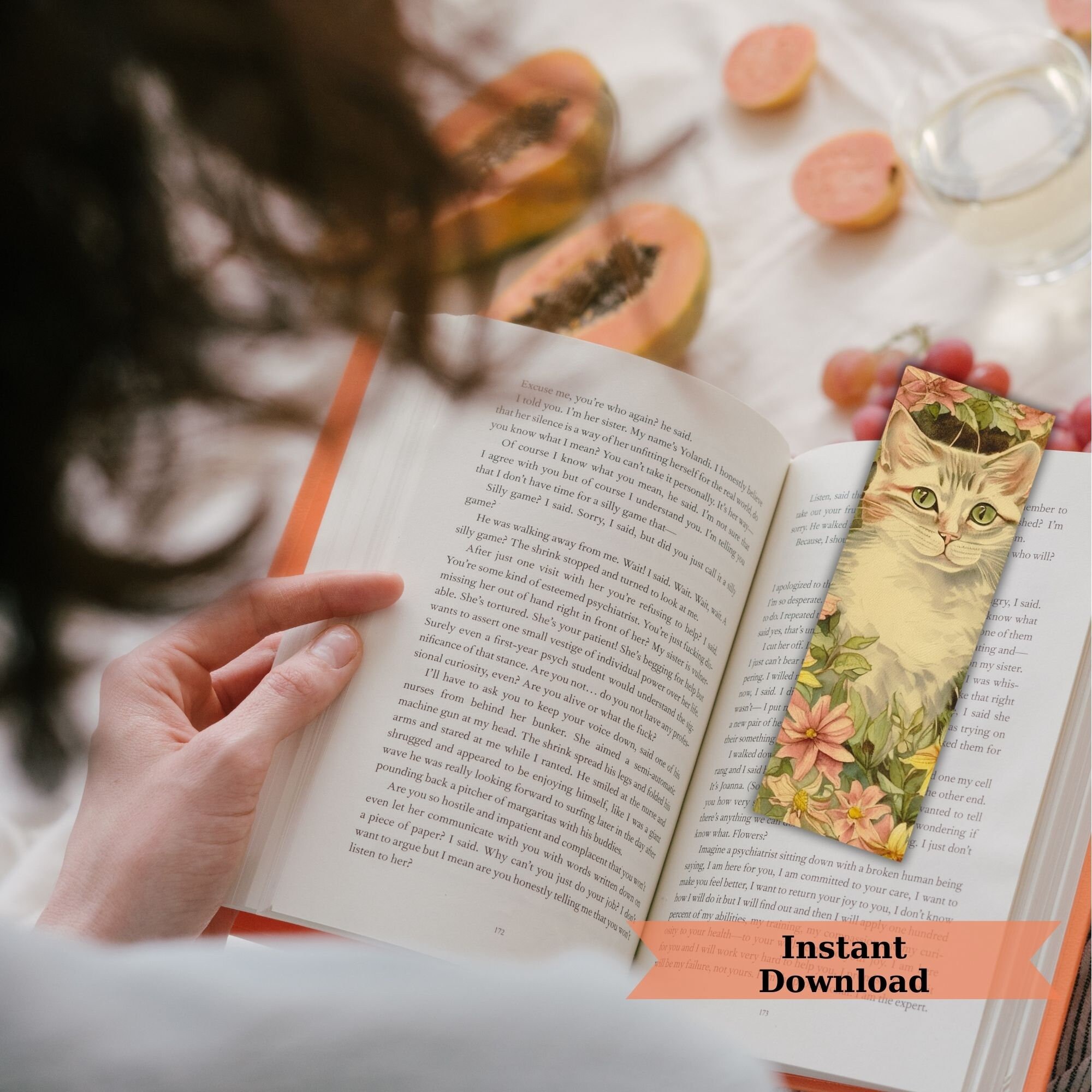 Printable Bookmark Neutral Vintage Leave Pattern Gift for Reader Book ...