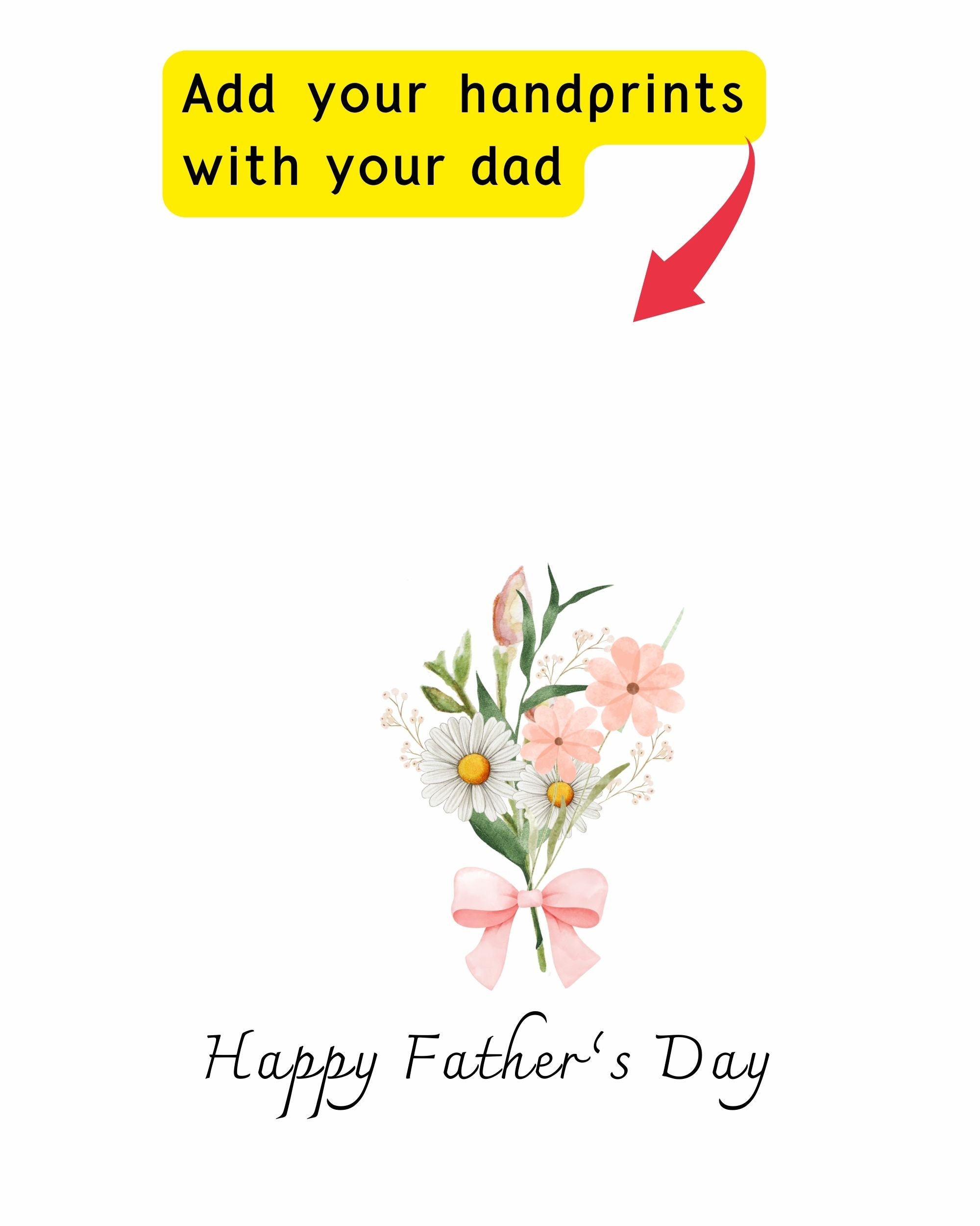 Custom Fathers Day Art Print Handprint Keepsake Floral Bouquet ...