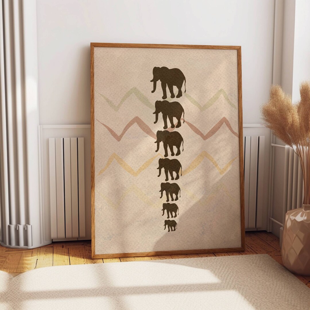 Printable Lucky Elephant Illustration Wall Art African Ethnic Tribal ...