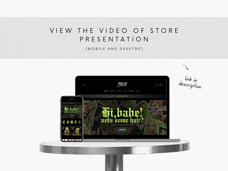 Shopify Theme Template, Dark Theme, Website for Hair Business, Shopify ...